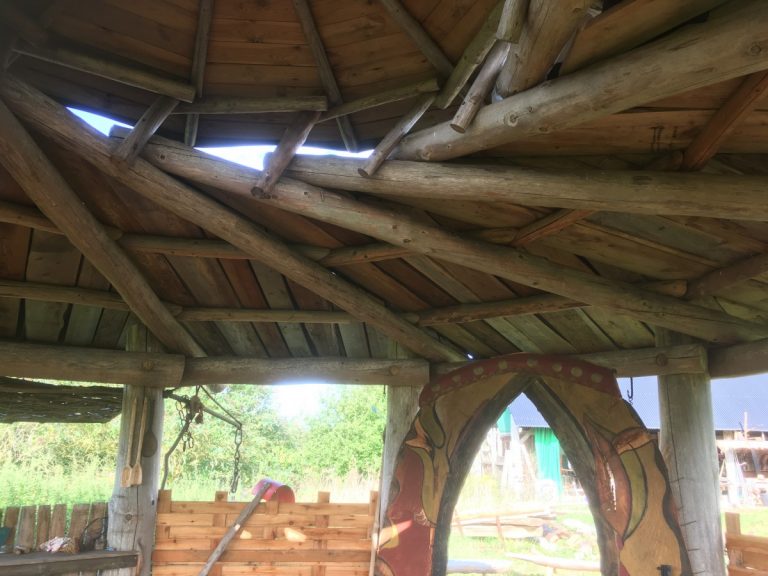 Roundwood Timber Framing & Reciprocal Roundhouse Building - wholewoods